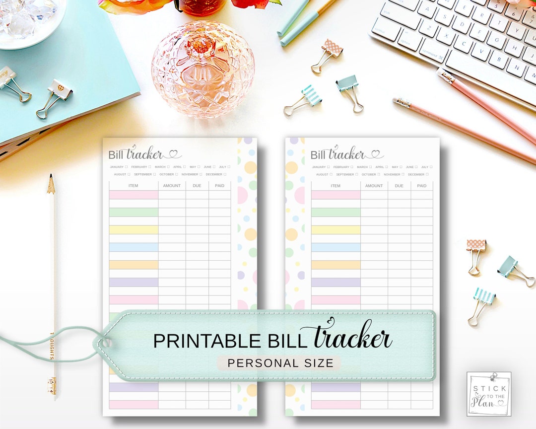 Personal Bill Tracker Planner Printable Filofax Expense - Etsy