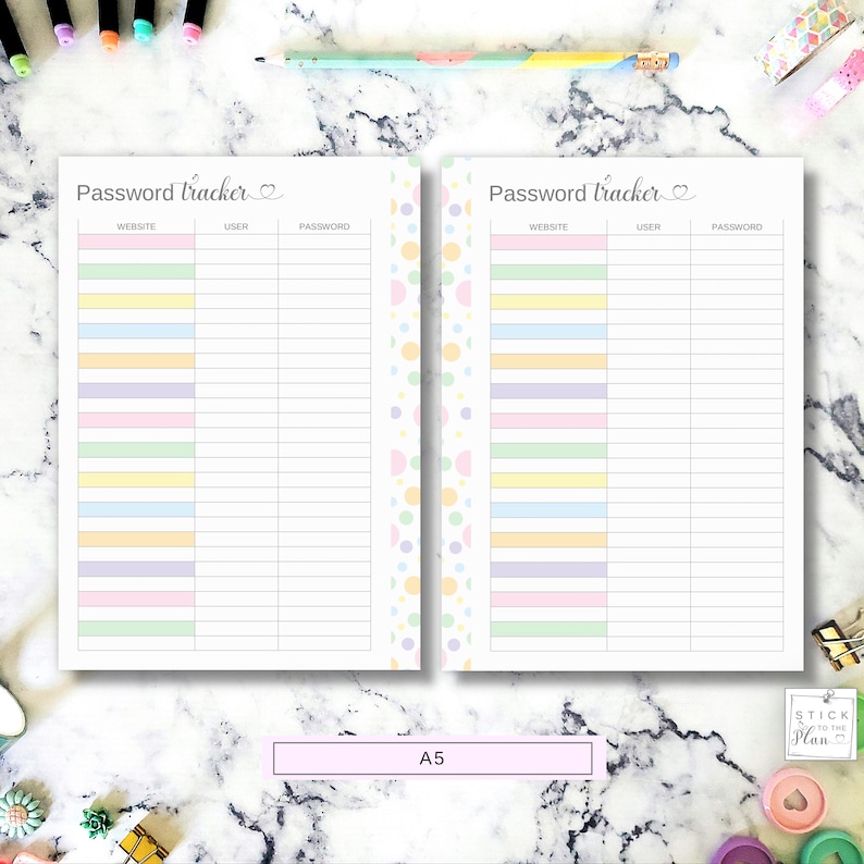 A5 Password Tracker, Printable Half Letter Password Book, Password ...