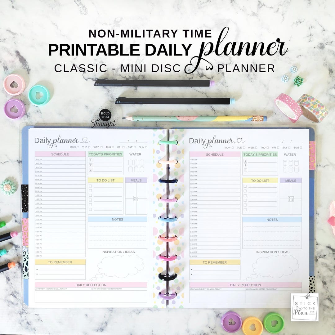 Daily Planner Printable Insert Fit Happy Planner Classic & Mini, Disc ...