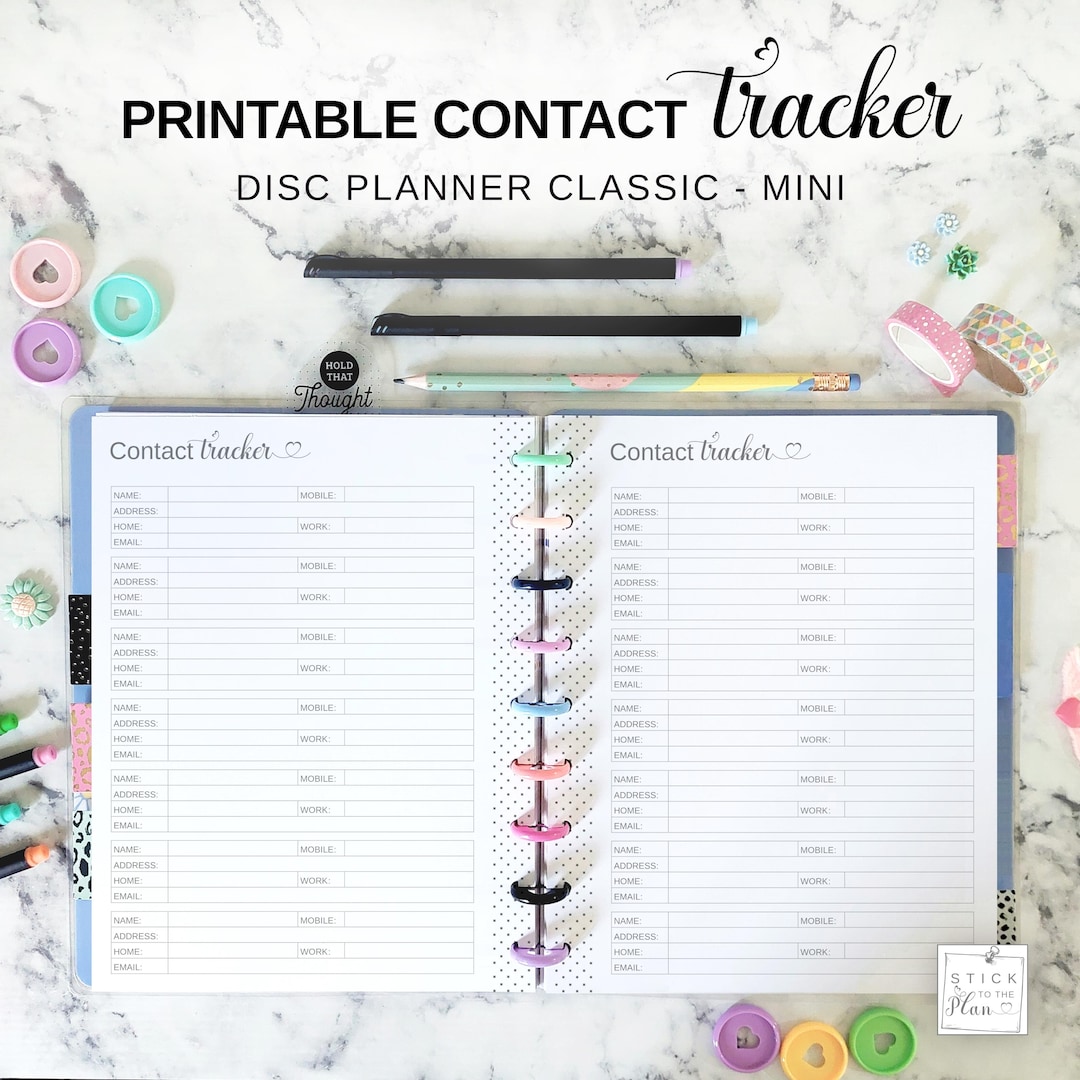 Printable Contact Tracker Insert Fit Happy Planner Classic and Mini ...