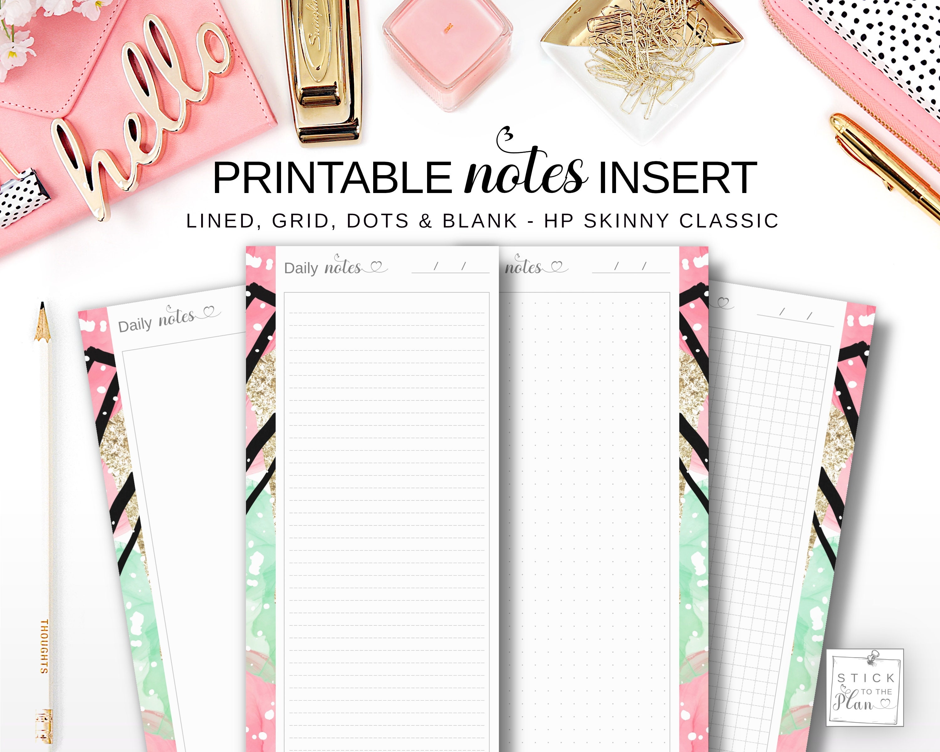 Printable Note Taking Paper Happy Planner Skinny Classic - Etsy