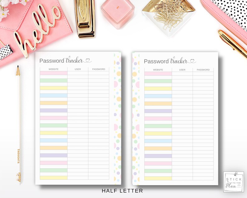 A5 Password Tracker Printable Half Letter Password Book - Etsy