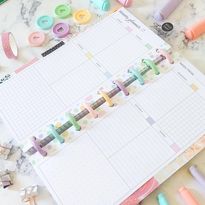 Lined Weekly Planner Vertical Disc Planner Skinny Classic Insert (fit ...