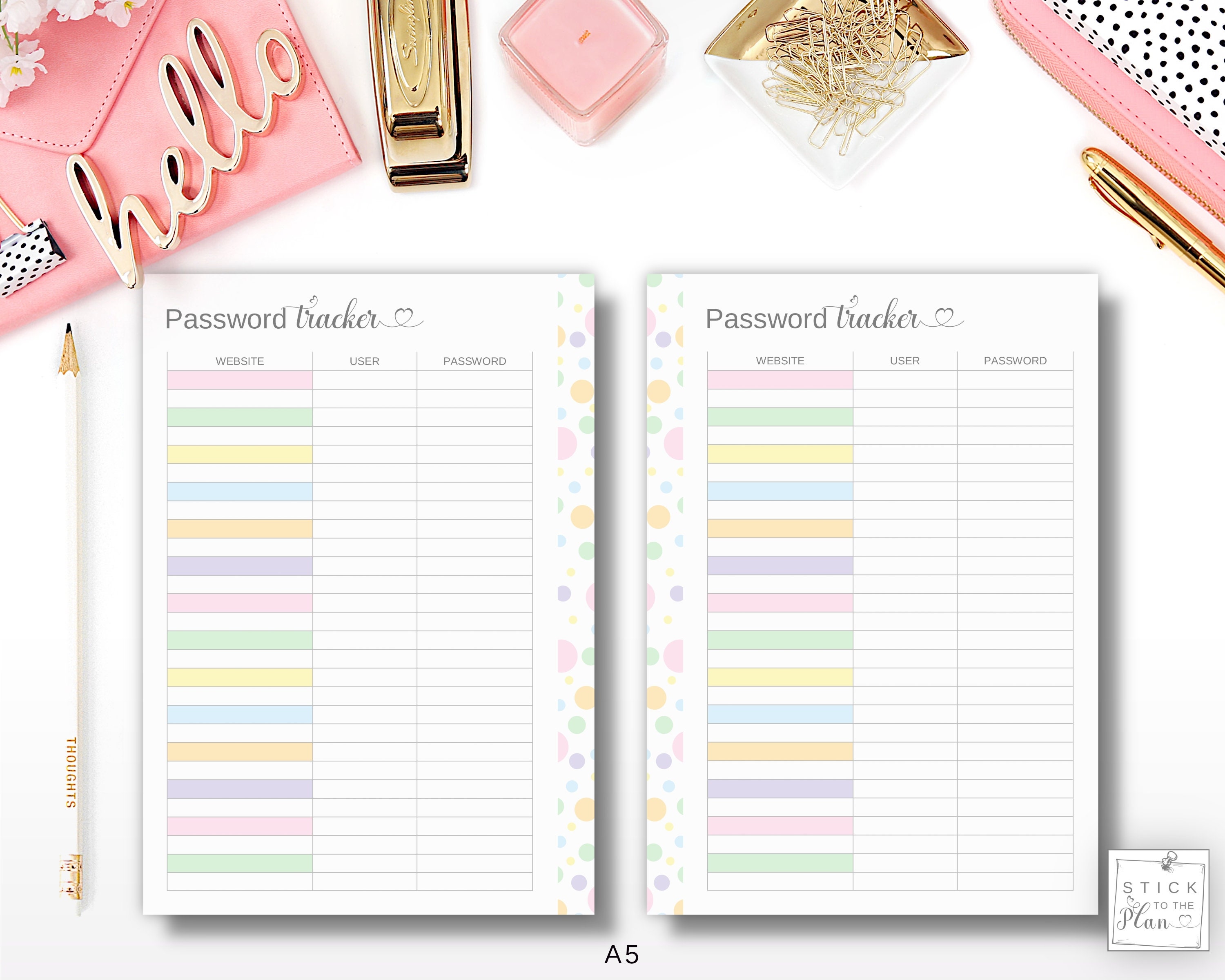 A5 Password Tracker, Printable Half Letter Password Book, Password ...