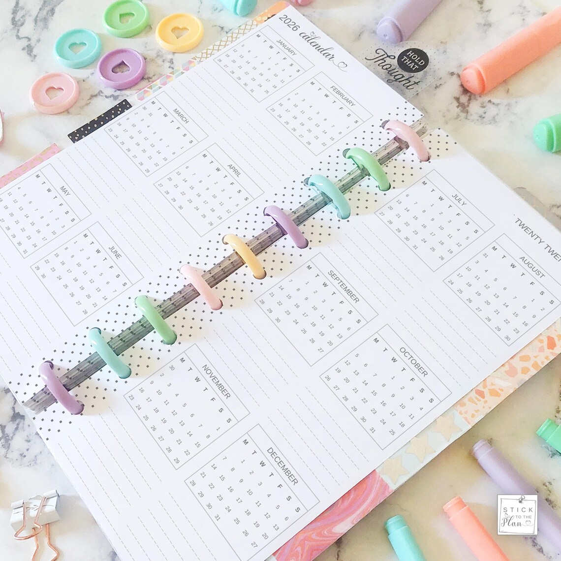 Yearly Calendar 2026 Printable Skinny Classic Size Planner Nsert ...