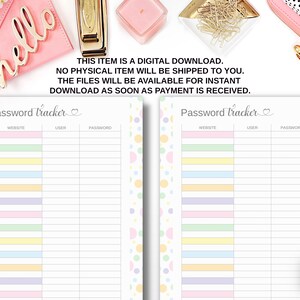 A5 Password Tracker Printable Half Letter Password Book - Etsy