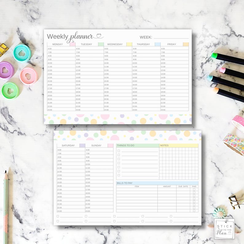 Hourly Weekly Schedule Printable Mini Happy Planner Insert, HP Undated ...