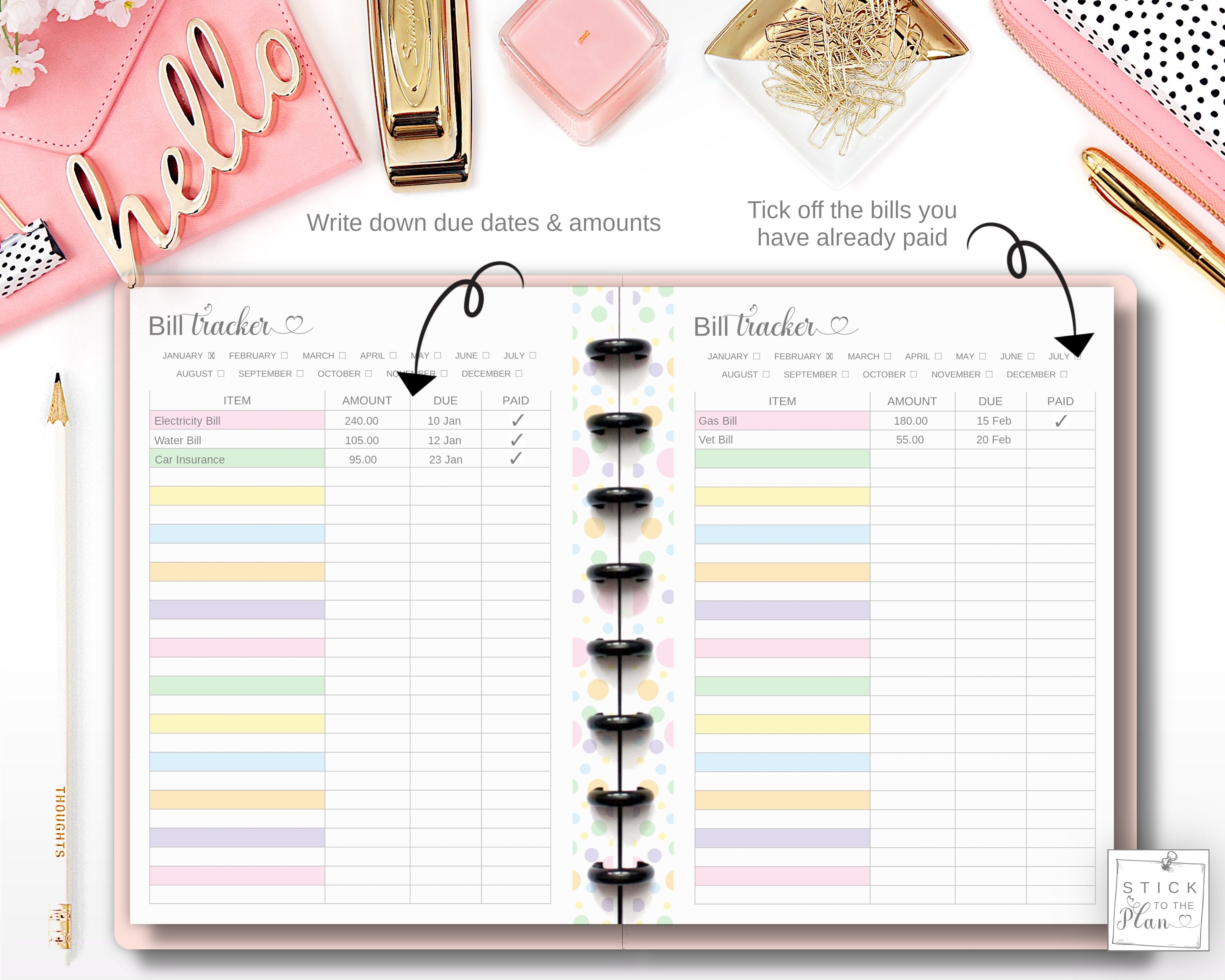 Bill Tracker Happy Planner Insert, Printable HP Classic Bill Pay ...