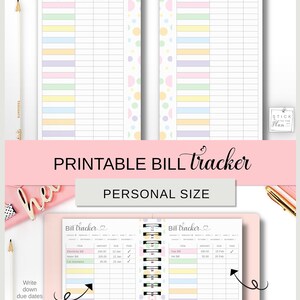 Personal Bill Tracker Planner Printable Filofax Expense - Etsy