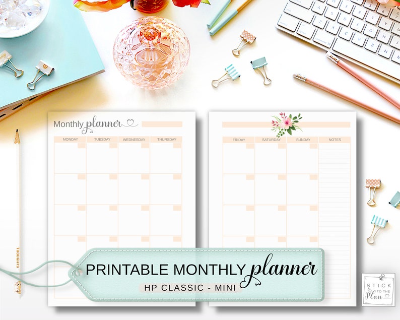 Classic Happy Planner Monthly Printable Insert on Two Pages - Etsy