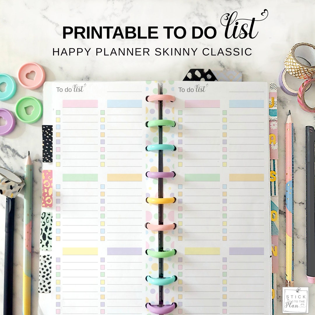 Skinny Classic Happy Planner to Do List Insert, Printable Half Sheets ...