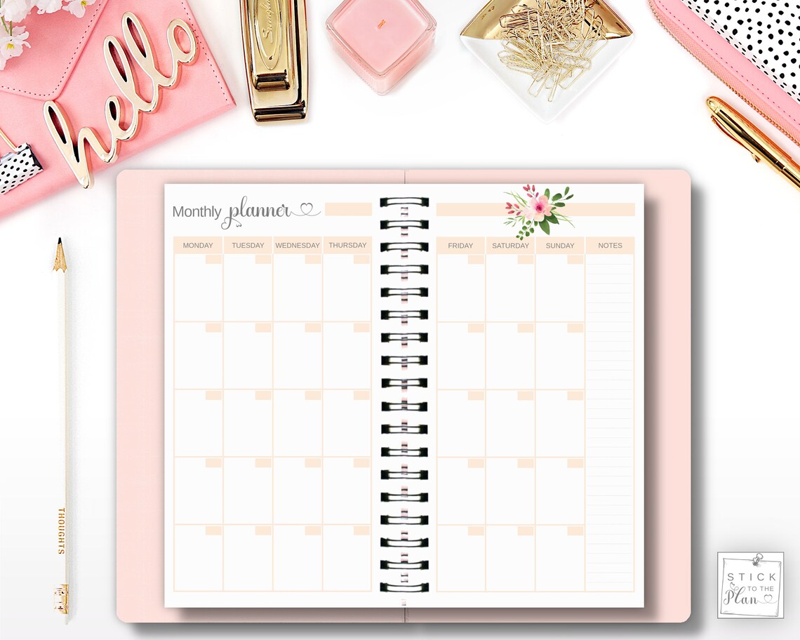 Personal Planner Bundle, Printable Undated Monthly Calendar Template ...
