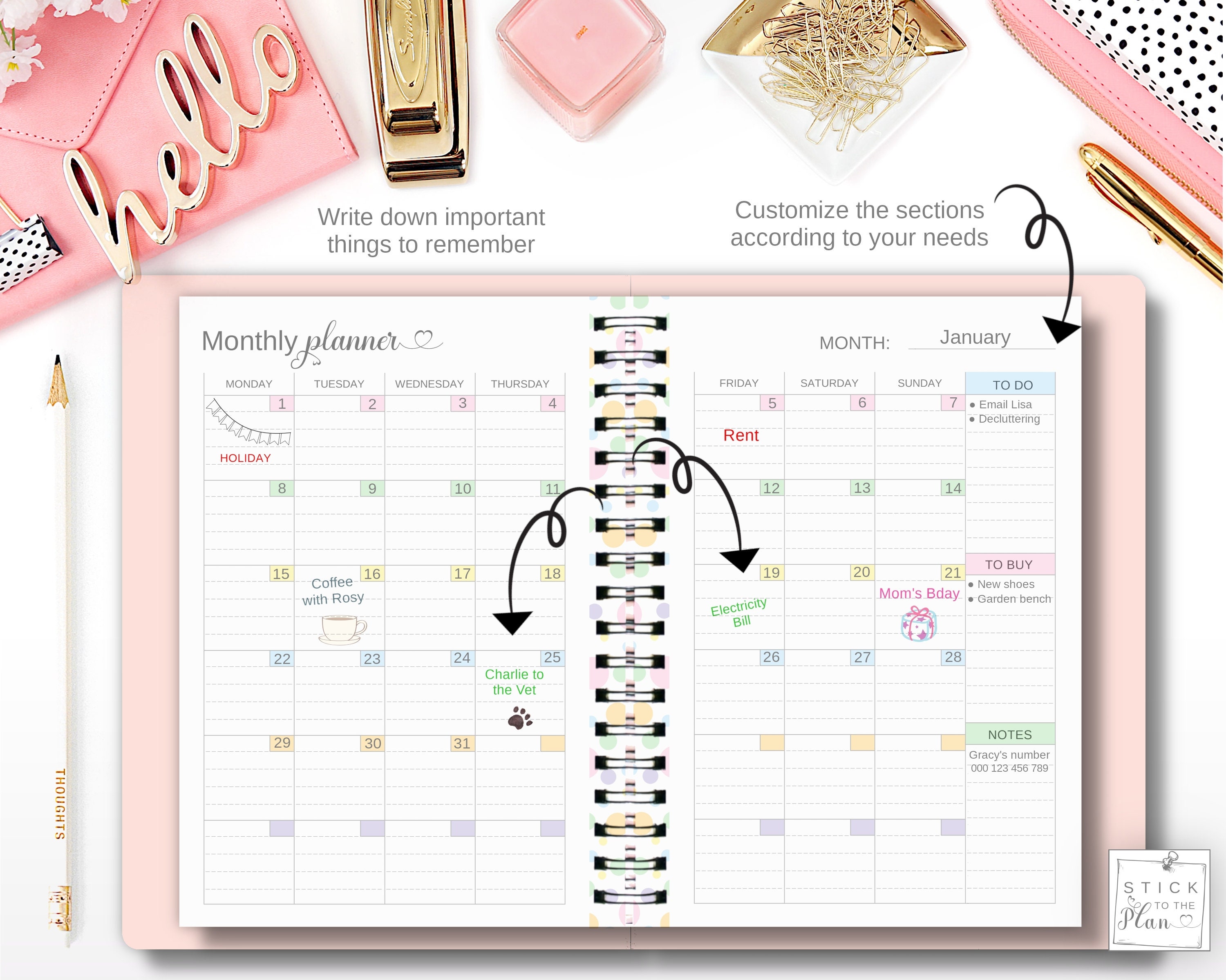 Lined Monthly Planner Printable A5 Insert, Half Letter Monthly Calendar ...