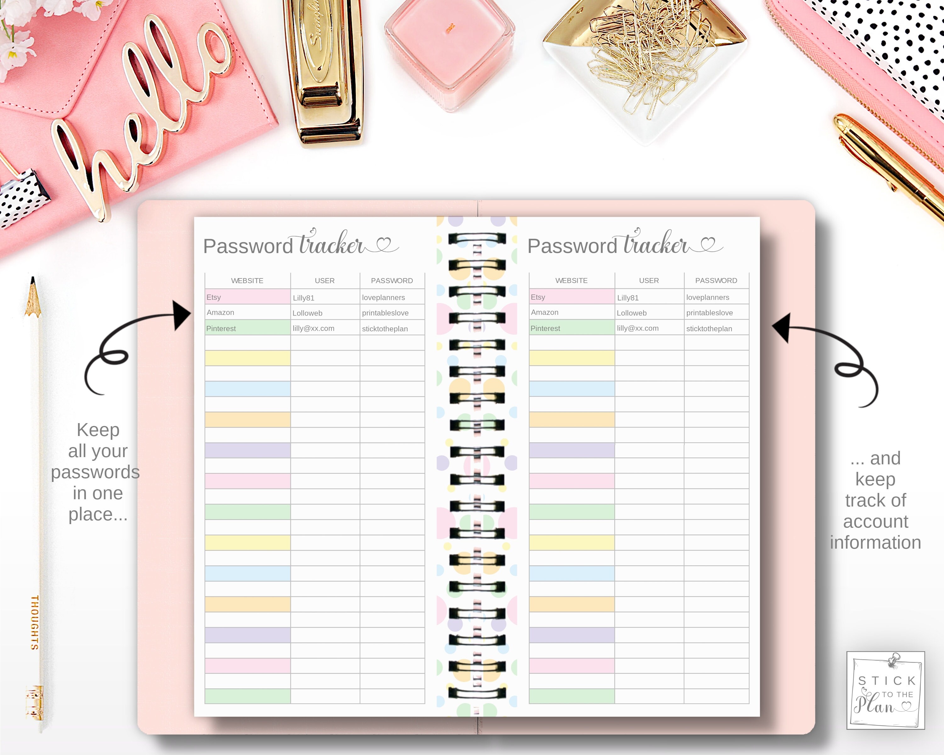 Personal Password Book, Printable Password Tracker Personal Size ...