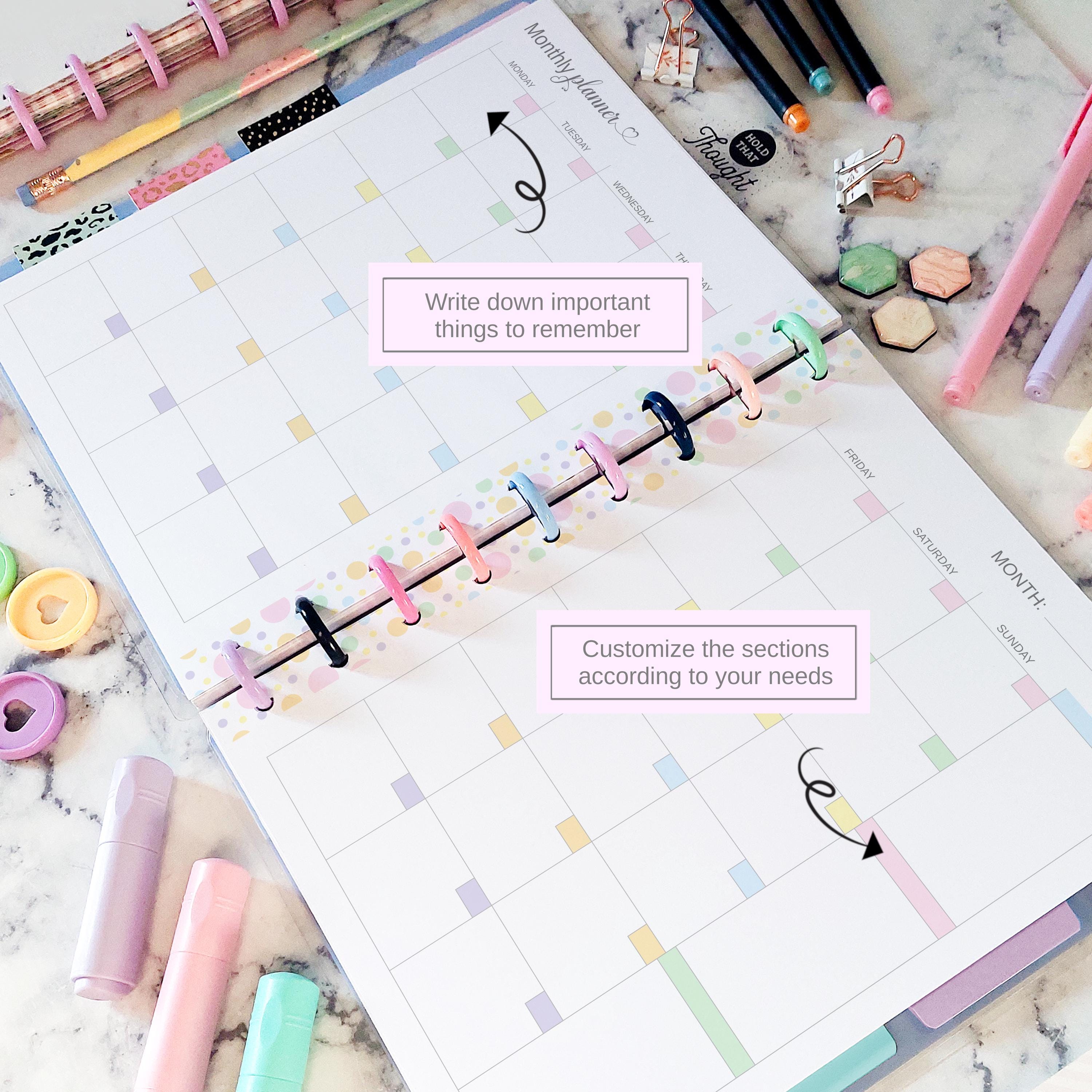 Monthly Planner Editable Fit Big Happy Planner, Letter Size Fillable ...