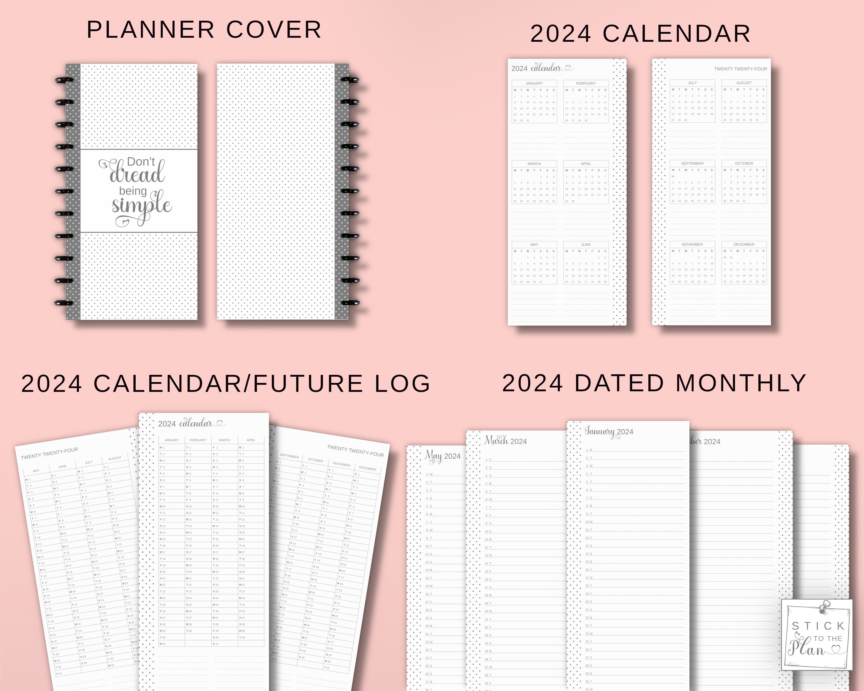 Printable Skinny Classic Inserts, Half Sheet Happy Planner Bundle, 2024 ...