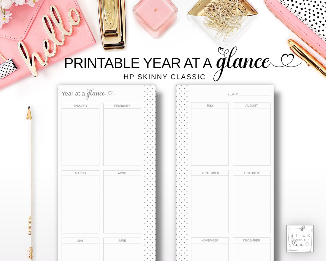 Year Planner Printable Skinny Classic Happy Planner Insert - Etsy