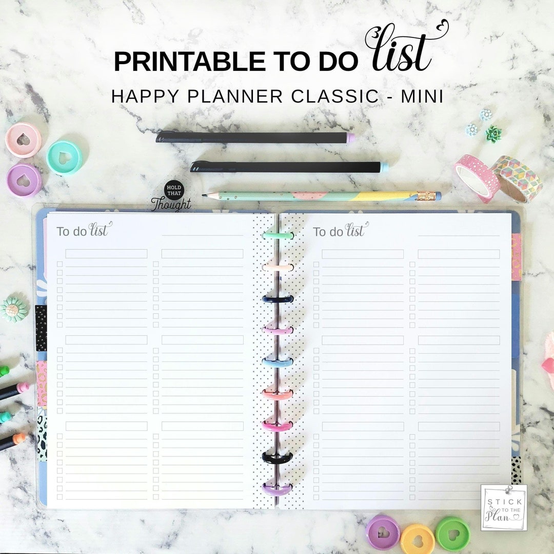 Happy Planner to Do List Insert, Classic Mini HP Printable to Do ...