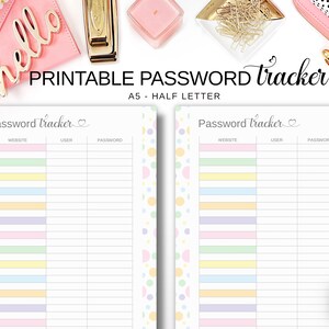 A5 Password Tracker Printable Half Letter Password Book - Etsy