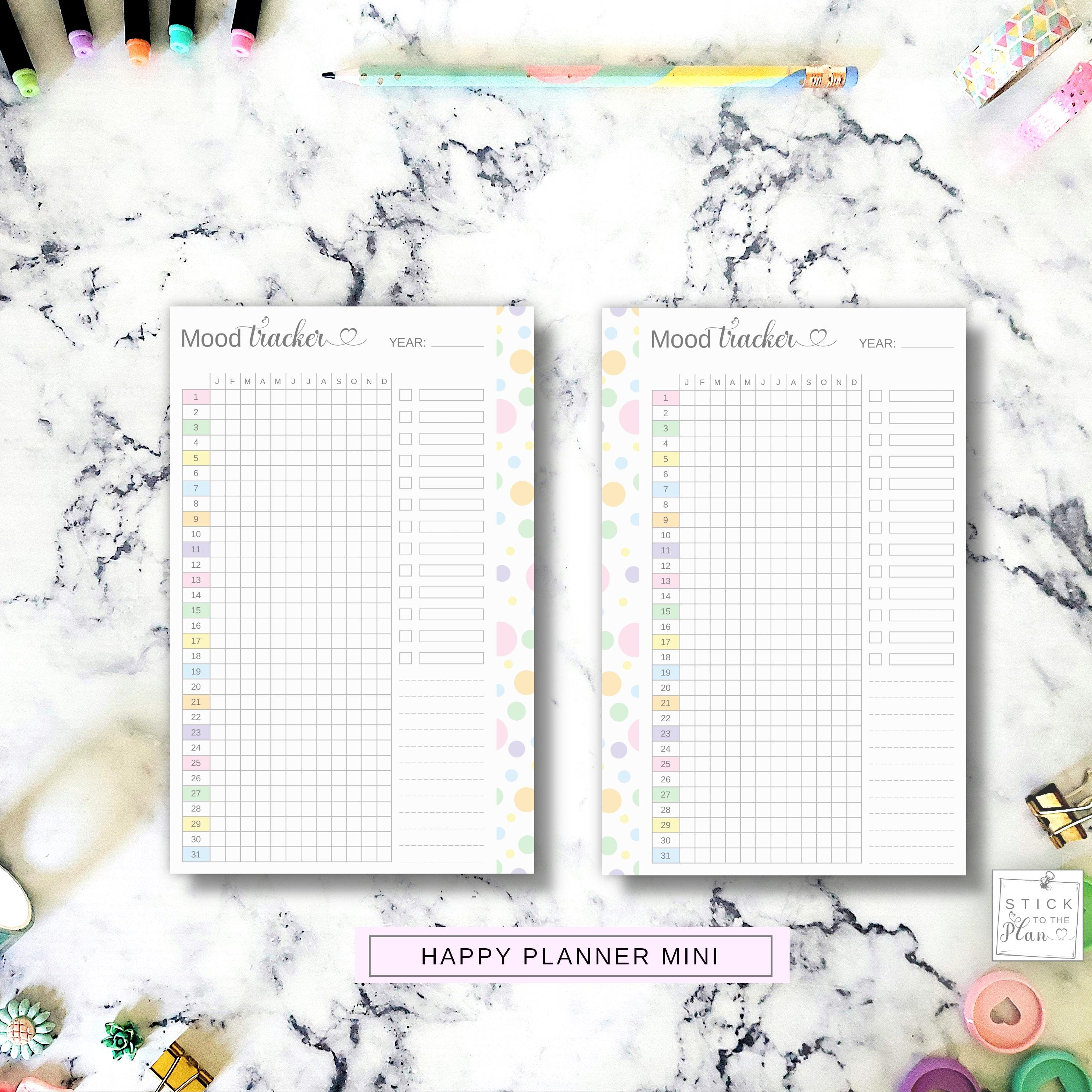 Yearly Mood Tracker Happy Planner Classic Insert, Printable HP Mini ...
