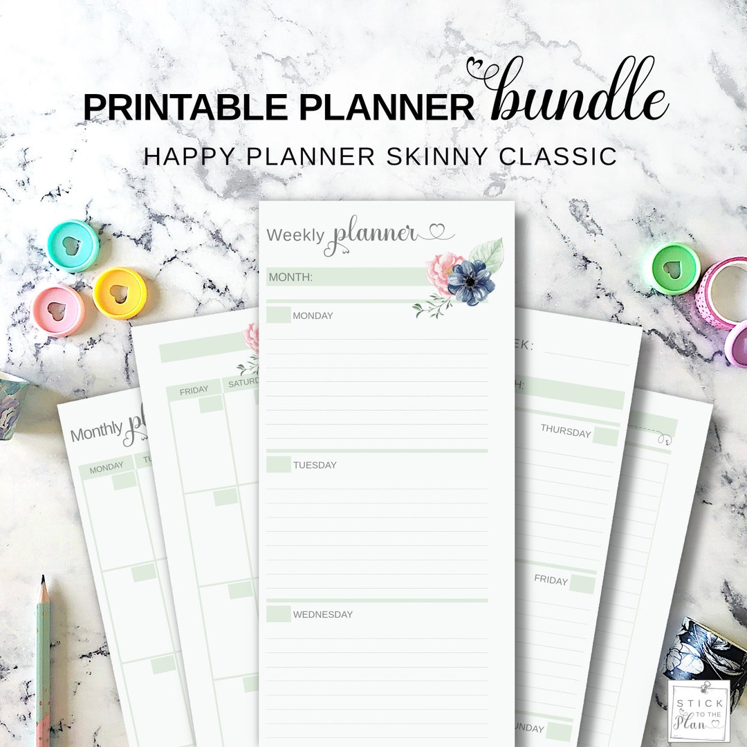 Printable Insert Pack Skinny Classic Planners, Classic Half Sheet ...