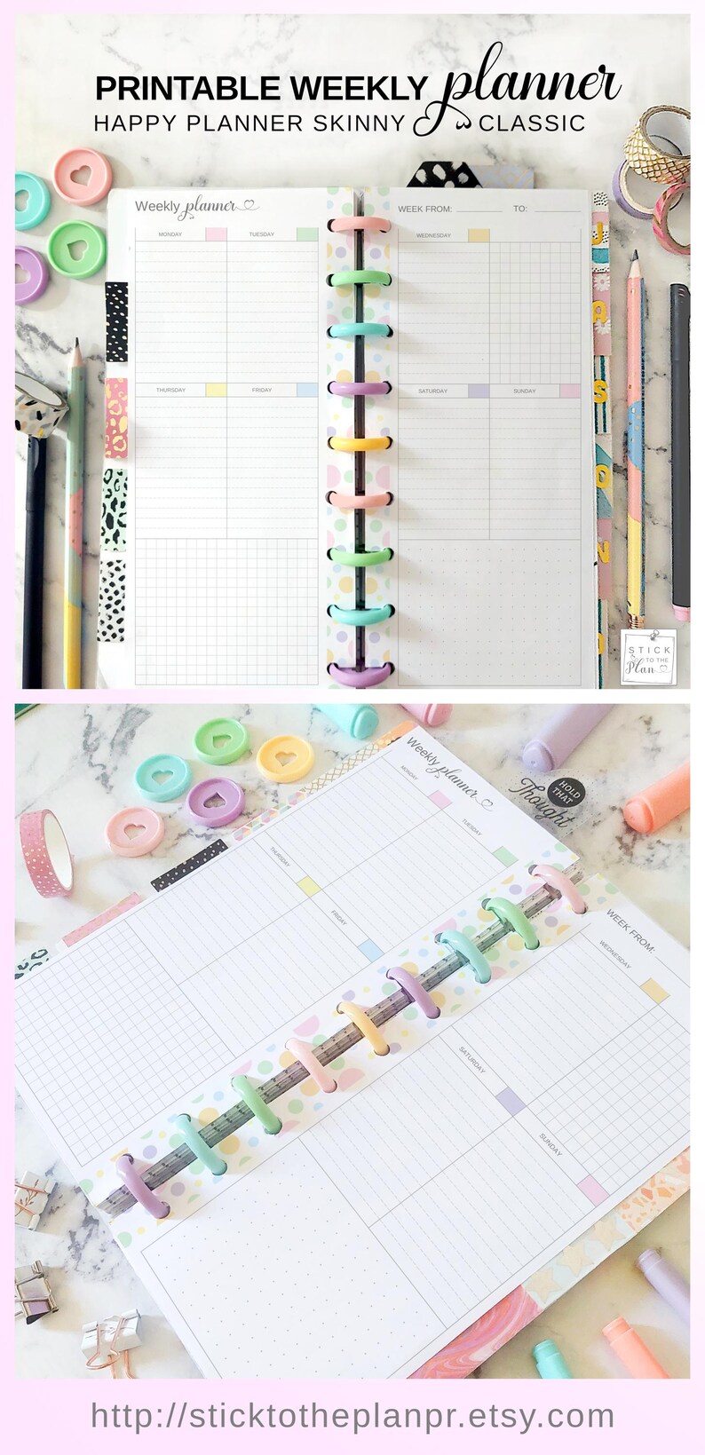 Lined Weekly Planner Vertical Disc Planner Skinny Classic Insert (fit ...