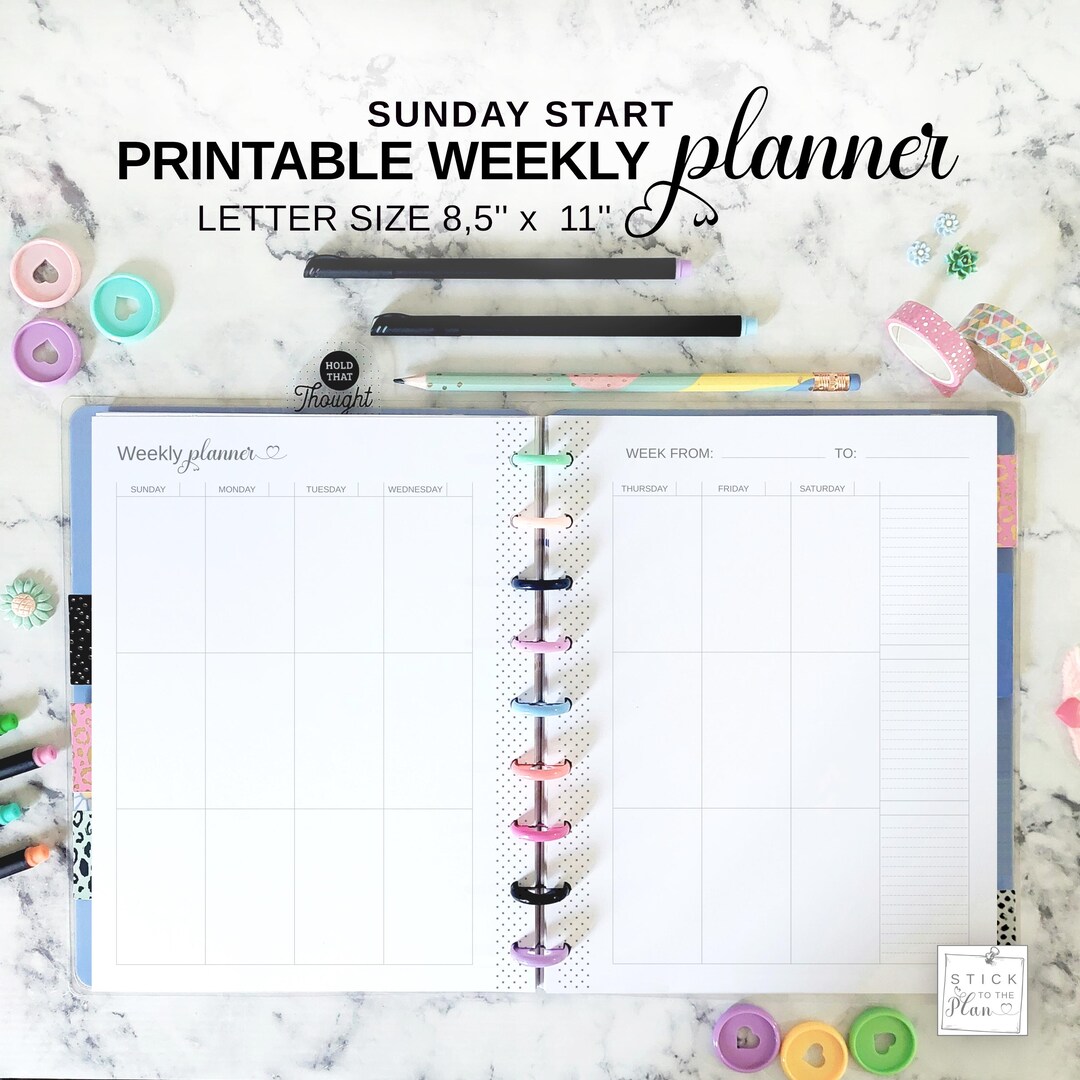 Sunday Start Weekly Planner Insert Fit Big Happy Planner, Vertical ...