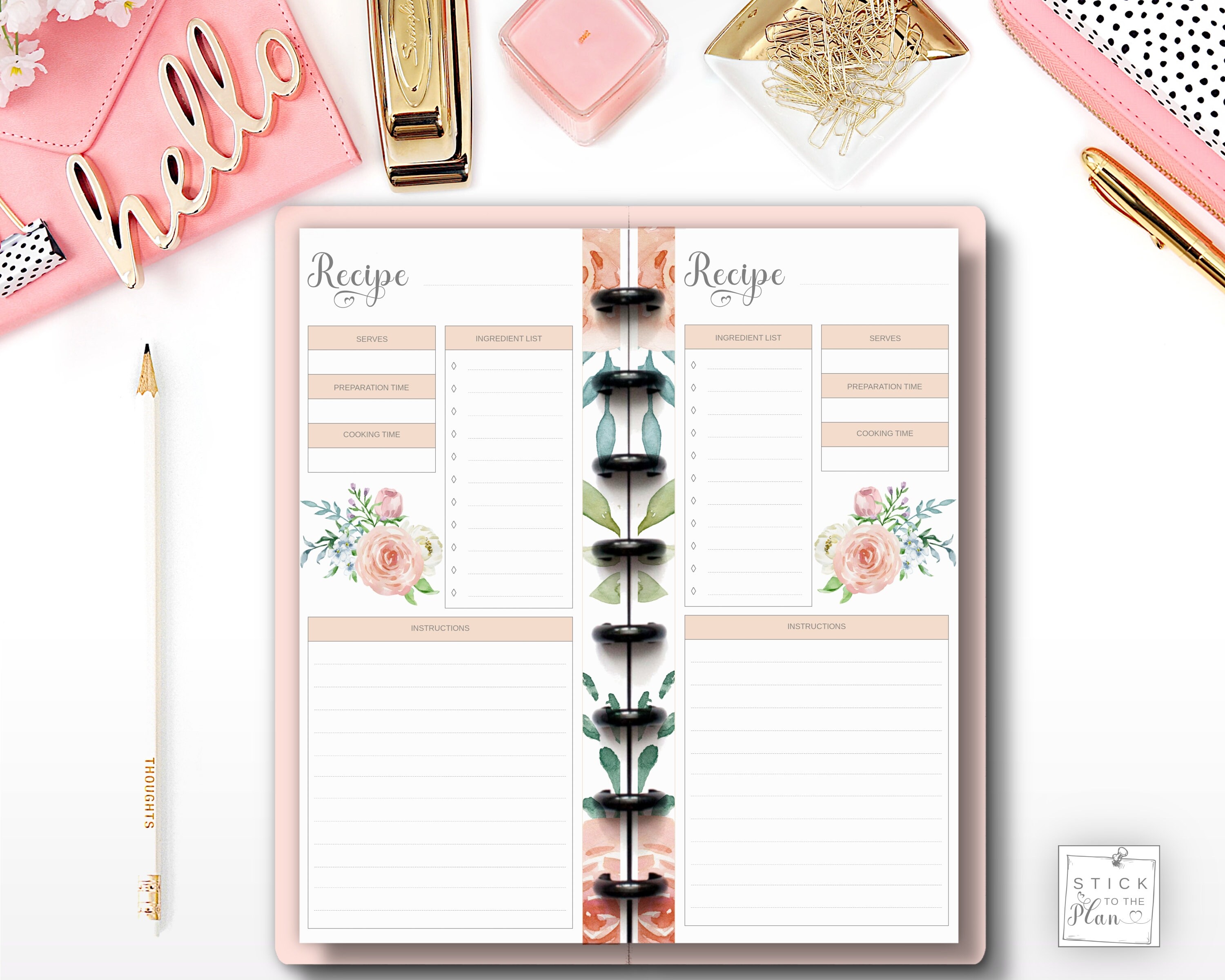 Skinny Classic Happy Planner Printable Recipe Page, Classic HP Half ...