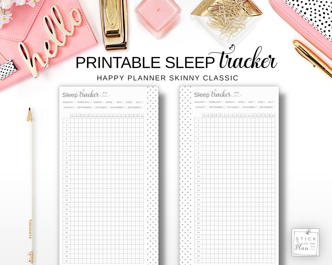 Sleep Tracker Printable Happy Planner Skinny Classic Insert - Etsy