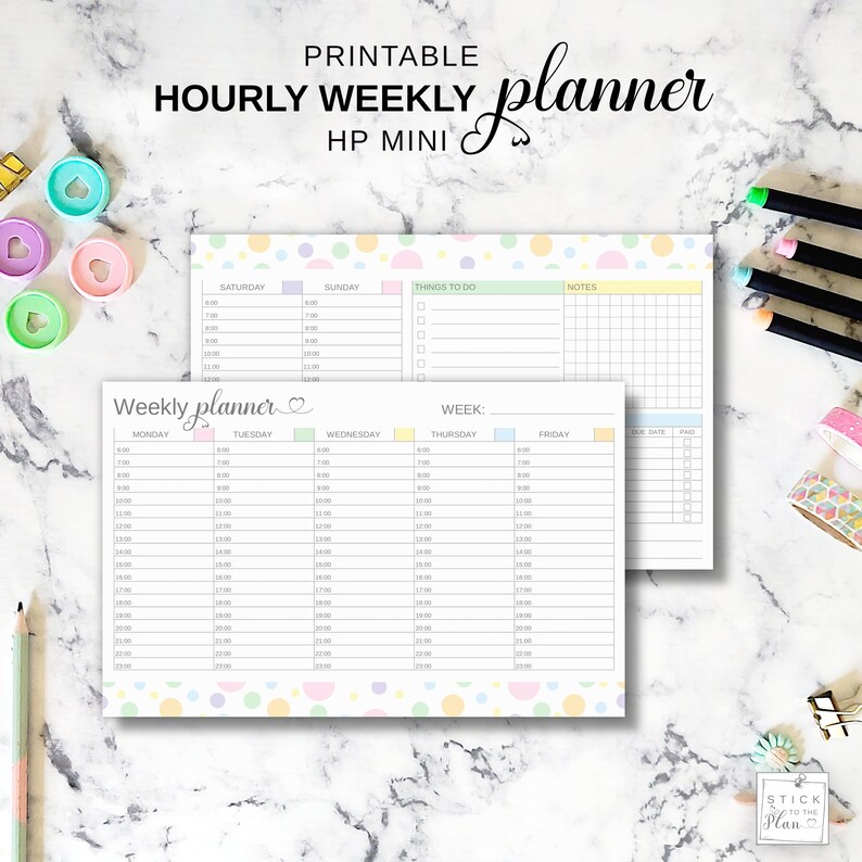 Hourly Weekly Schedule Printable Mini Happy Planner Insert, HP Undated ...