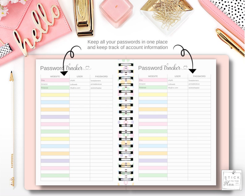 A5 Password Tracker, Printable Half Letter Password Book, Password ...