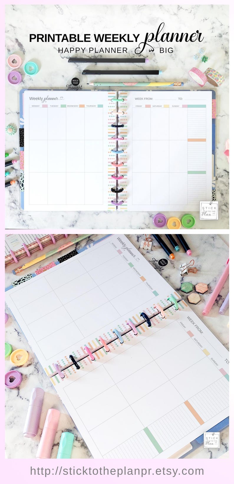 Weekly Vertical Layout Big Happy Planner Insert, Printable Letter Size ...