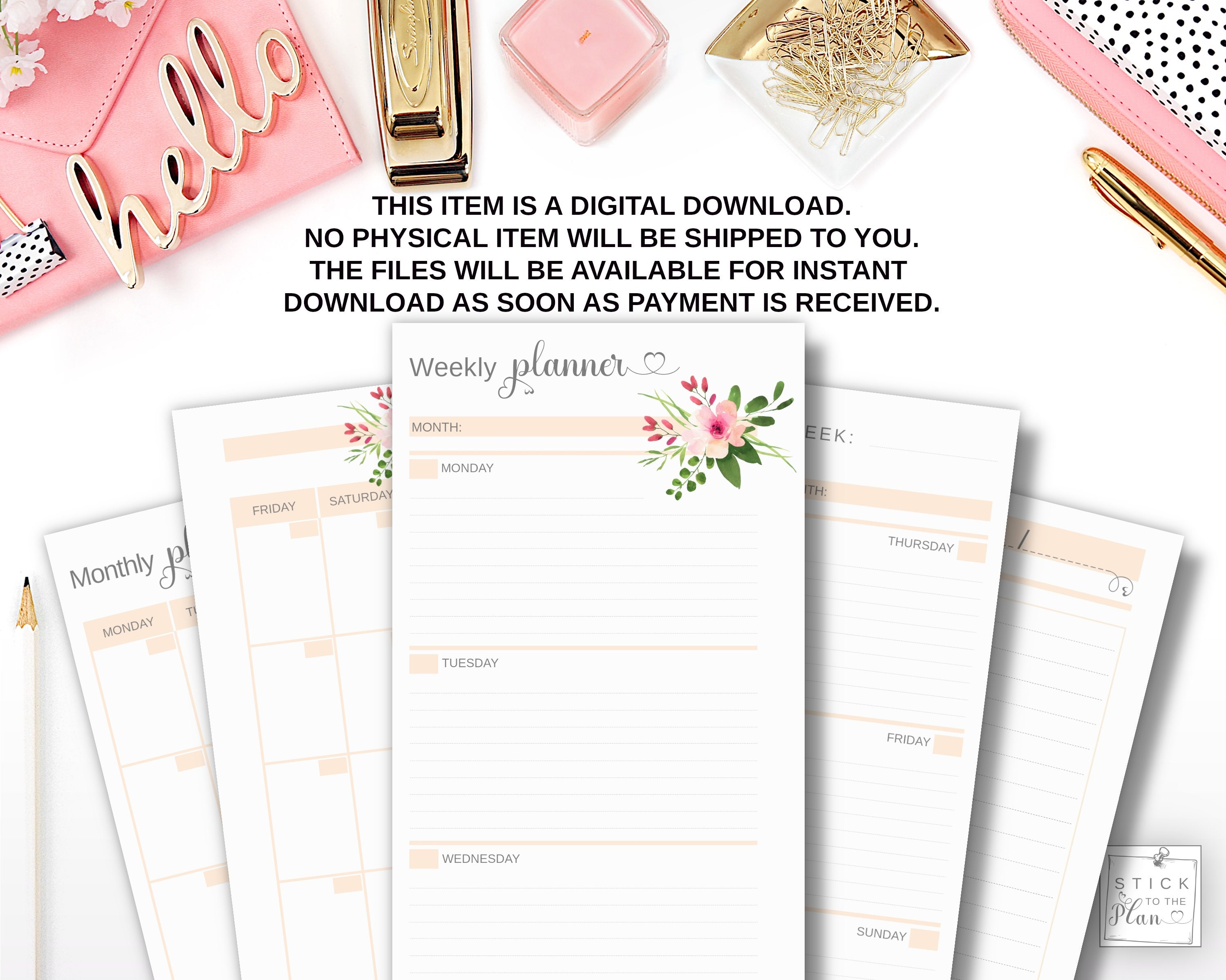 Personal Planner Bundle, Printable Undated Monthly Calendar Template ...