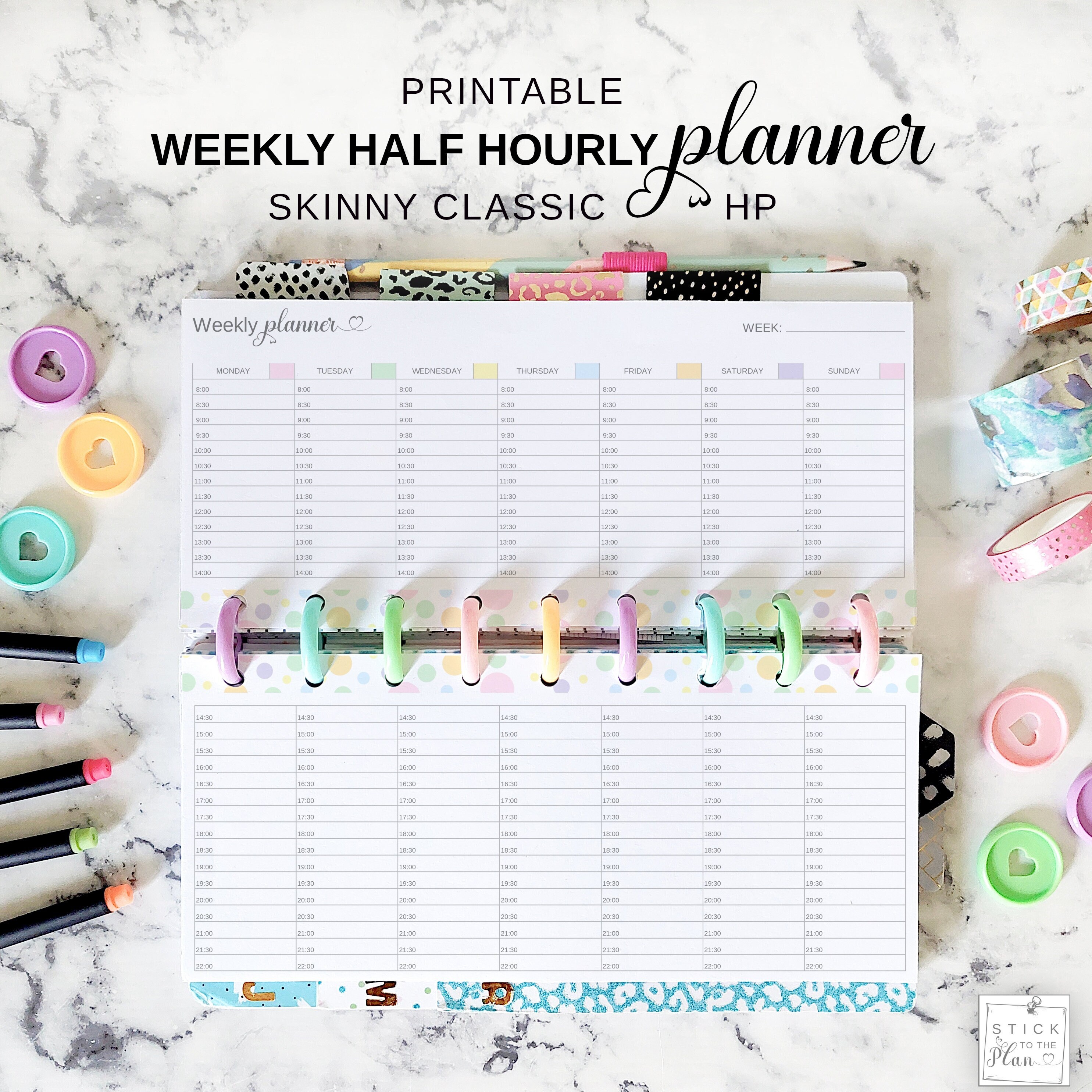 Weekly Half Hourly Planner Printable Skinny Classic Happy Planner ...
