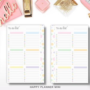 To Do List Classic Happy Planner, Mini HP Printable to Do Checklist ...