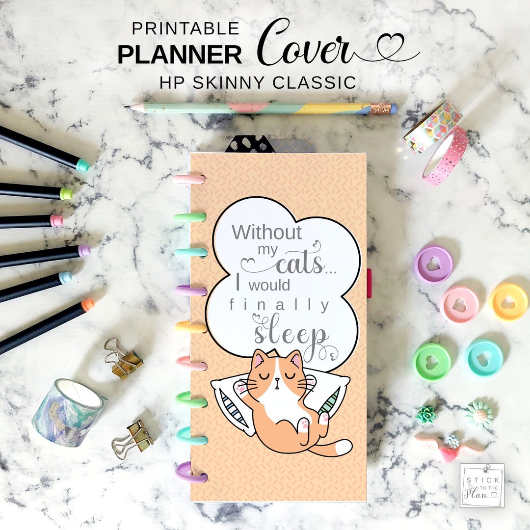 Cat Themed Skinny Classic Happy Planner Cover, Printable HP Half Sheets ...