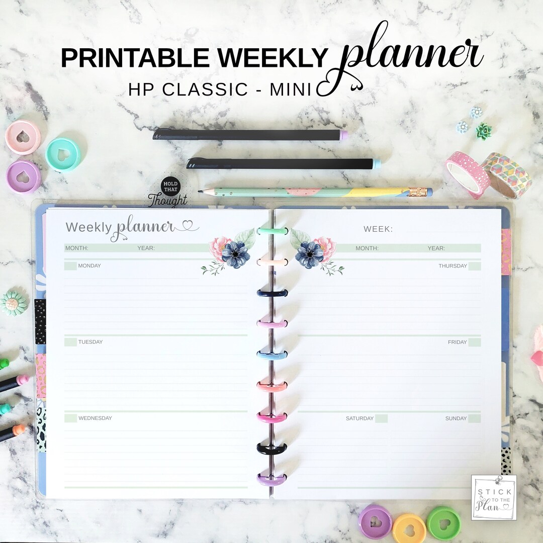 Weekly Happy Planner Printable Insert on Two Pages Horizontal Layout ...