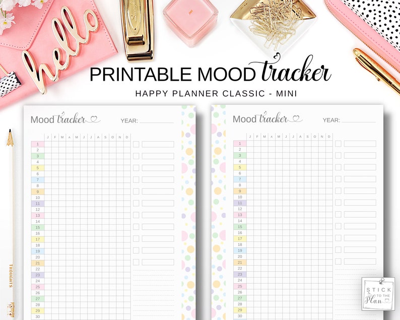 Yearly Mood Tracker Happy Planner Classic Insert Printable HP - Etsy