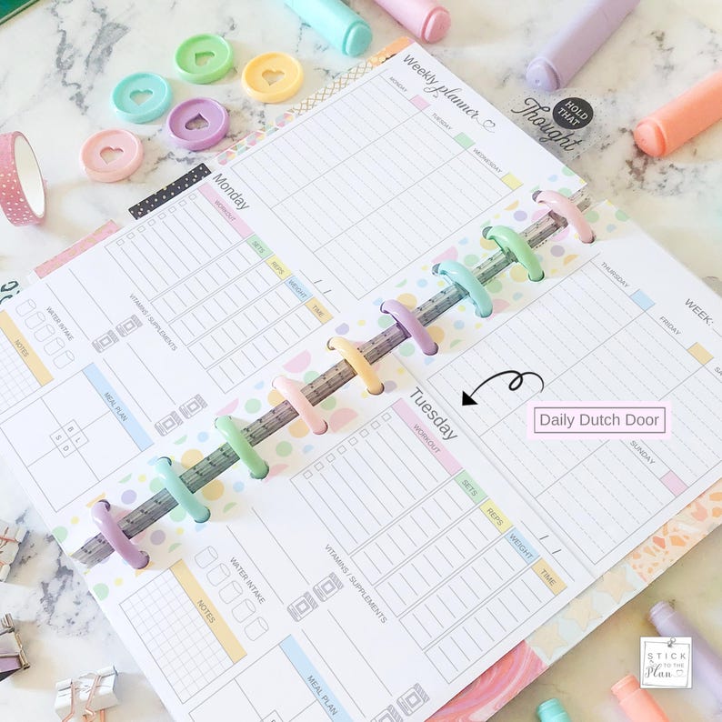 Daily Workout Tracker Printable Dutch Door Insert Fit Skinny Classic ...
