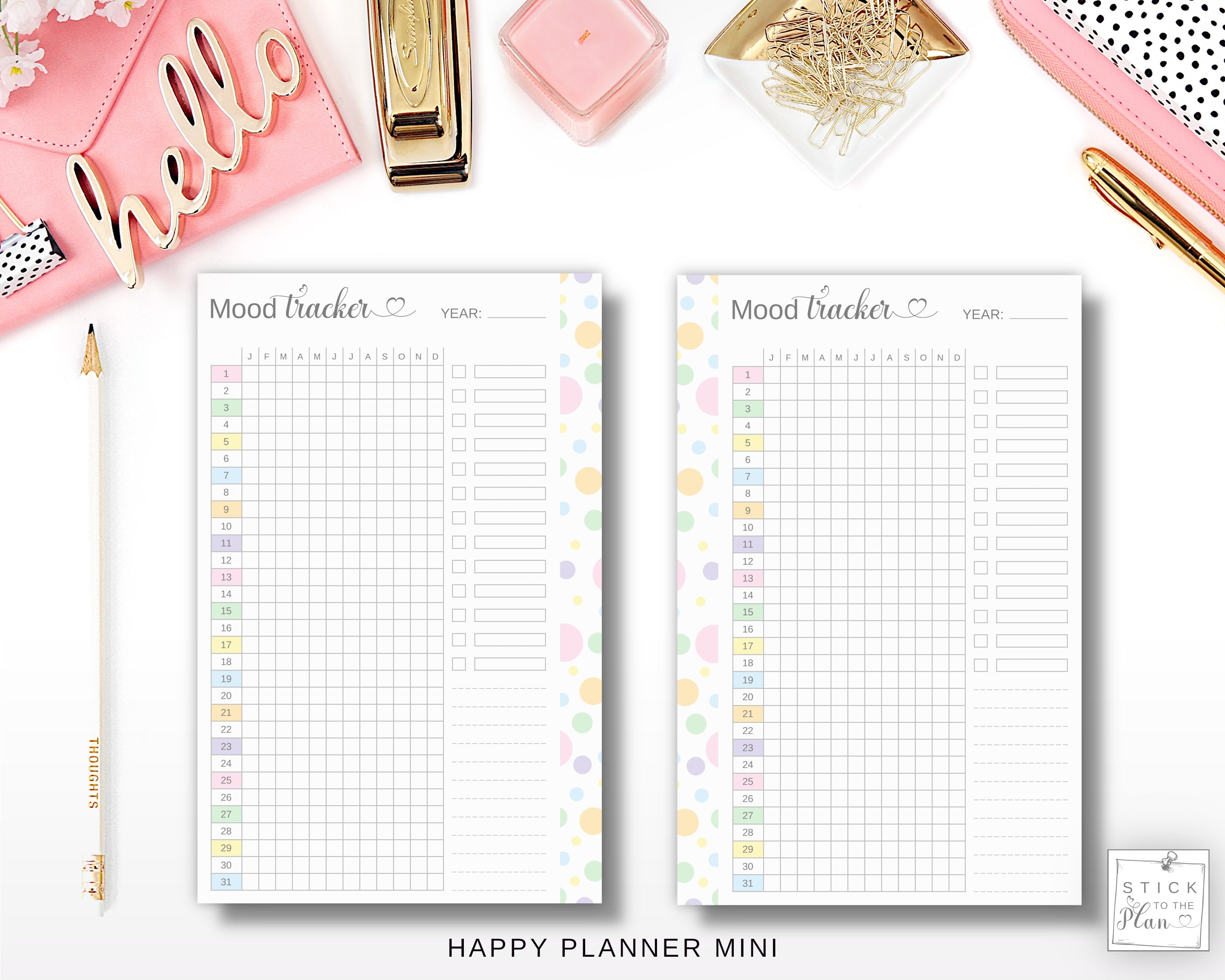 Yearly Mood Tracker Happy Planner Classic Insert Printable HP - Etsy