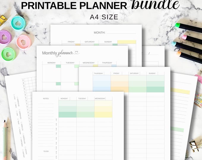 CUSTOM - A4 Size Planner Bundle, Printable Inserts for A4 Filofax ...