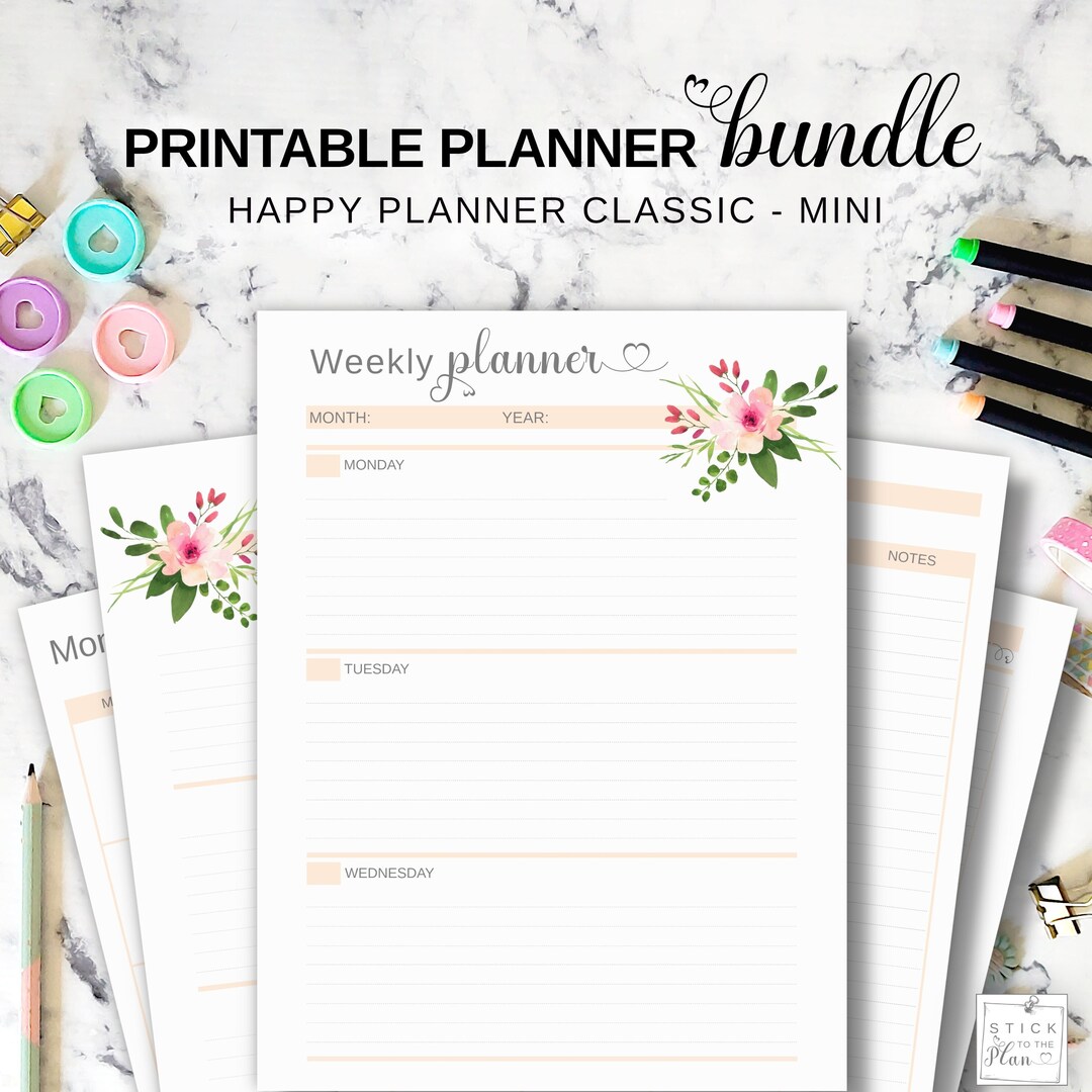 Classic Happy Planner Insert Printable Kit, Mini Happy Planner Inserts ...