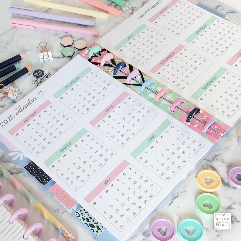 Yearly Calendar 2025 Printable Happy Planner Classic Insert, HP Mini ...