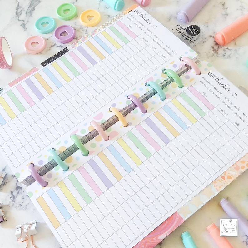 Bill Tracking Insert Fit Skinny Classic Happy Planner, Printable Half ...