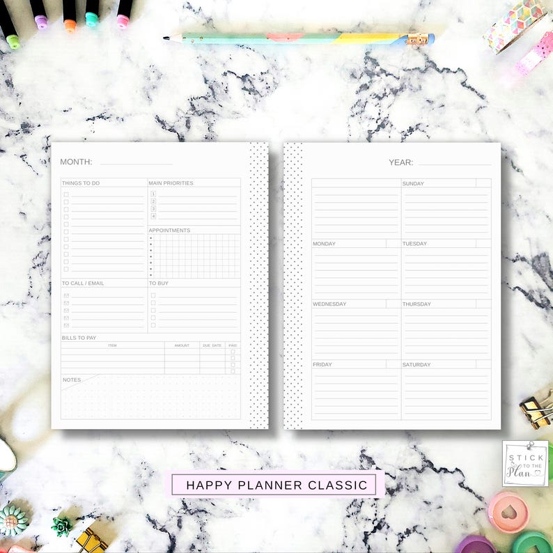 Disc Planner Dashboard Layout Insert Fit Happy Planner Classic & Mini ...