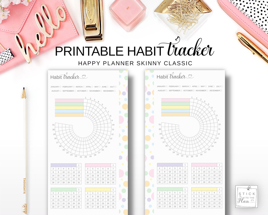 Circle Habit Tracker Happy Planner Skinny Classic, Printable HP Half ...
