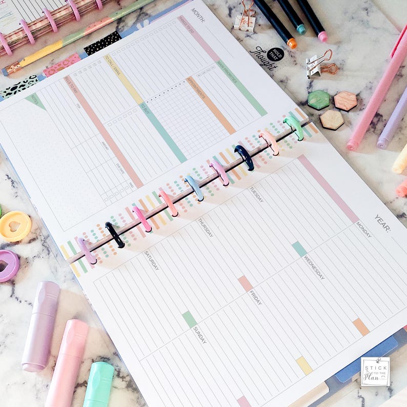 Letter Size Dashboard Layout Printable Insert, Big 11 Disc Planner ...