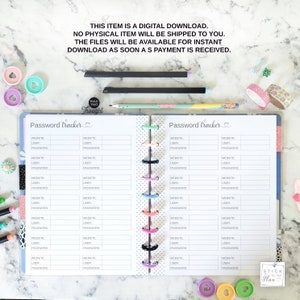 Printable Password Tracker Classic Happy Planner Insert, Mini HP ...