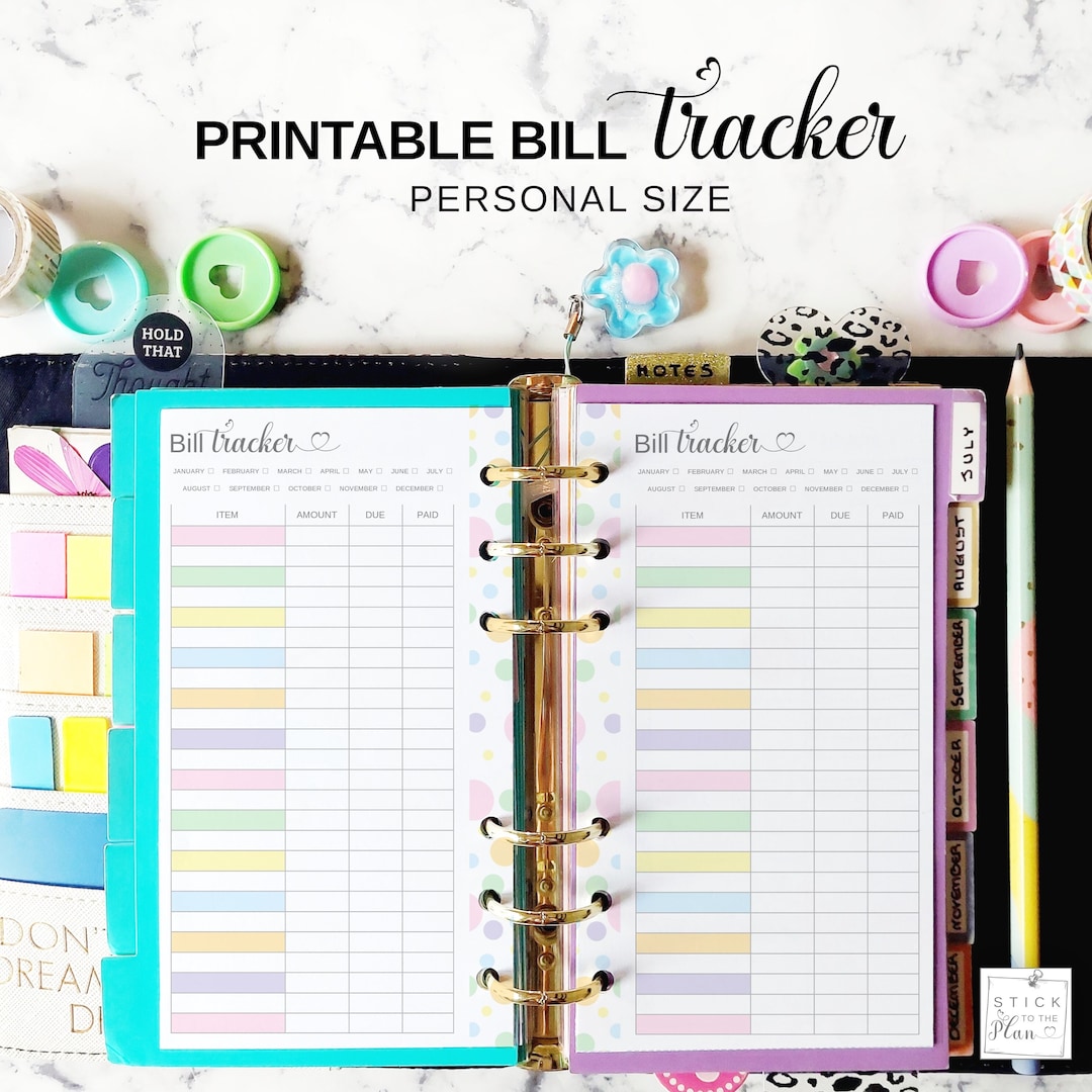 Personal Bill Tracker Planner, Printable Filofax Expense Tracker ...