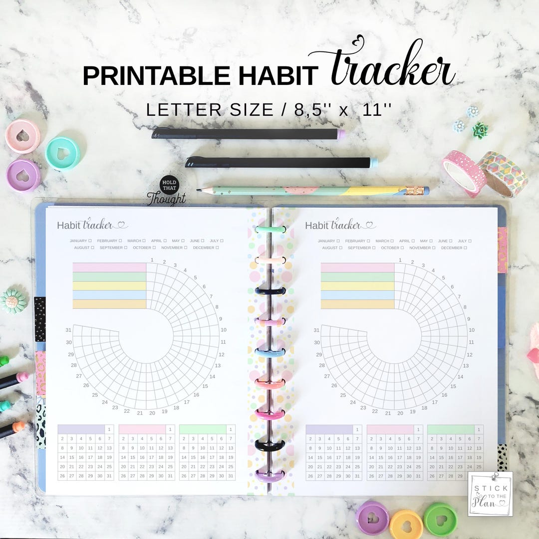 Habit Tracker Circular Insert Fit Big Happy Planner, Letter Size ...